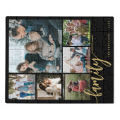 Multi photo collage family script modern keepsake jigsaw puzzle | Zazzle