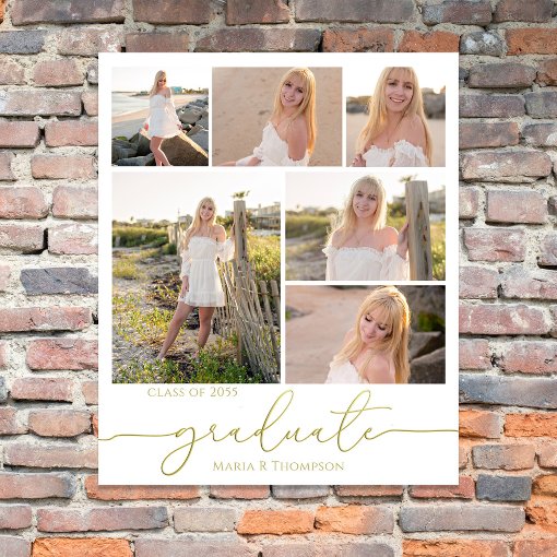 Multi Photo Collage Modern Graduation Script Poster | Zazzle