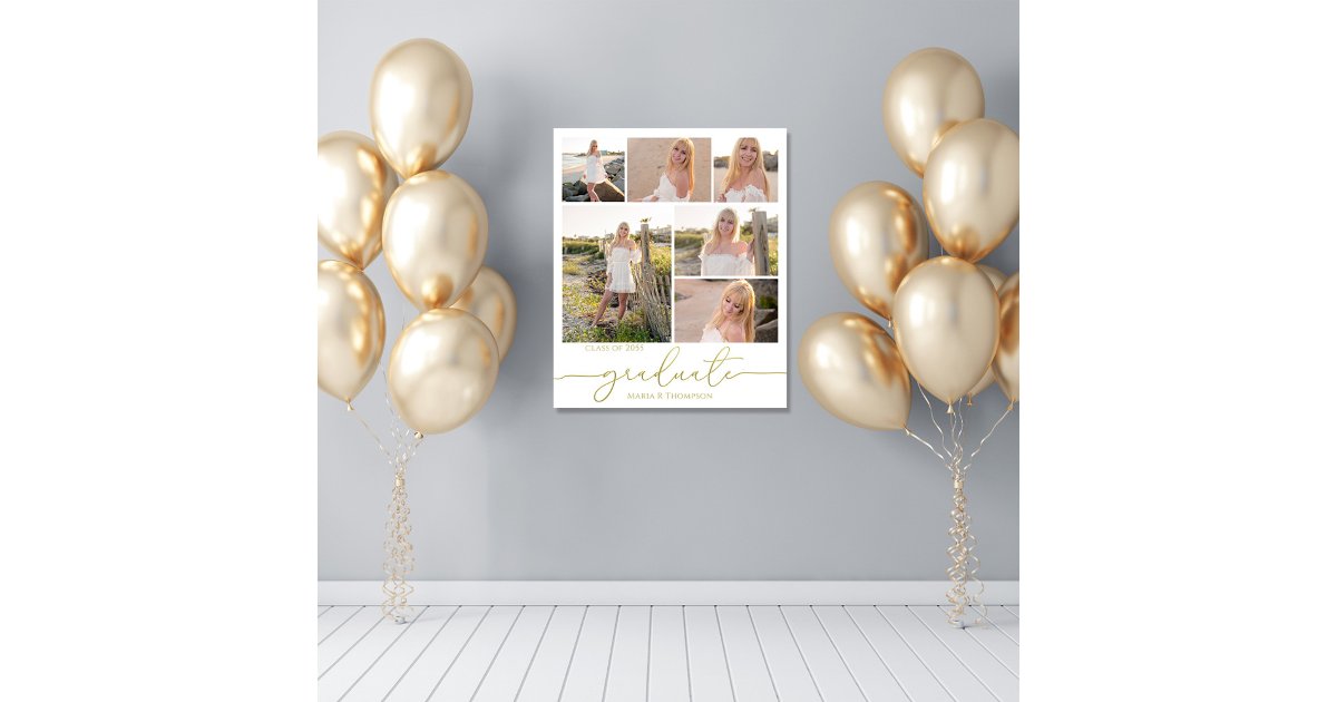 Multi Photo Collage Modern Graduation Script Poster | Zazzle