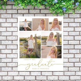 Multi Photo Collage Modern Graduation Script Poster | Zazzle