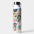 Multi Photo Collage Simple Modern Hexagon Pattern Water Bottle | Zazzle