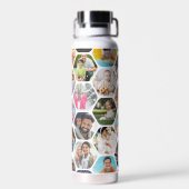 Multi Photo Collage Simple Modern Hexagon Pattern Water Bottle | Zazzle
