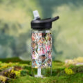 Multi Photo Collage Simple Modern Hexagon Pattern Water Bottle | Zazzle