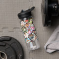 Multi Photo Collage Simple Modern Hexagon Pattern Water Bottle | Zazzle