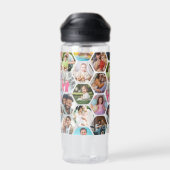 Multi Photo Collage Simple Modern Hexagon Pattern Water Bottle | Zazzle