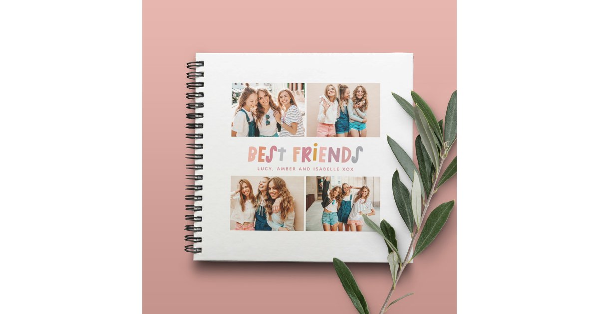 Multi photo colorful fun typography best friends notebook | Zazzle