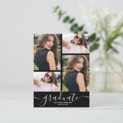 Multi Photo Graduation Party Invitation Postcard | Zazzle