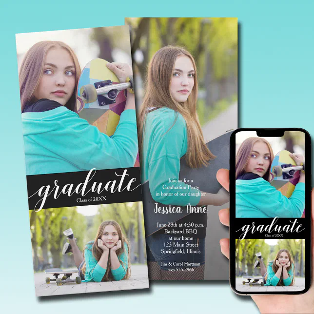Multi Photo Graduation Party Invitations | Zazzle