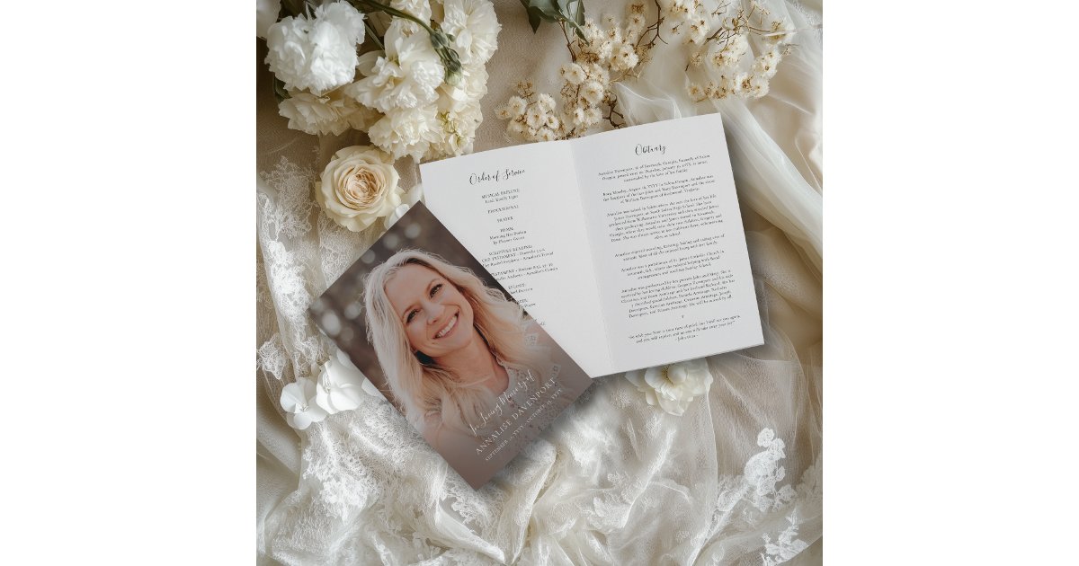 Multi Photo Memorial Sympathy Funeral Program | Zazzle