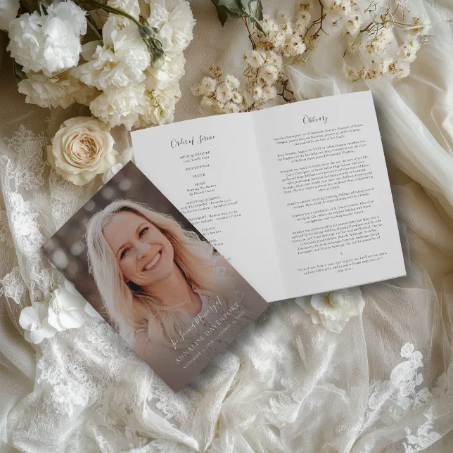 Multi Photo Memorial Sympathy Funeral Program | Zazzle