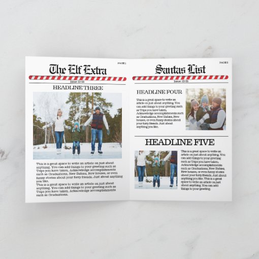 Multi Photo Merry Christmas North Pole Newspaper Holiday Card | Zazzle