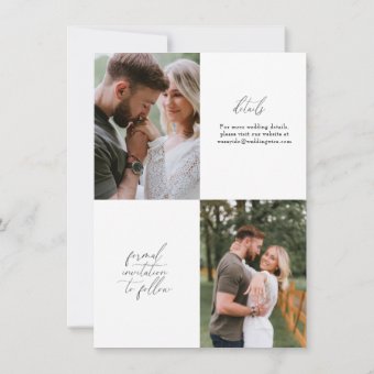 Multi Photo Romantically Scripted Save The Date Invitation | Zazzle