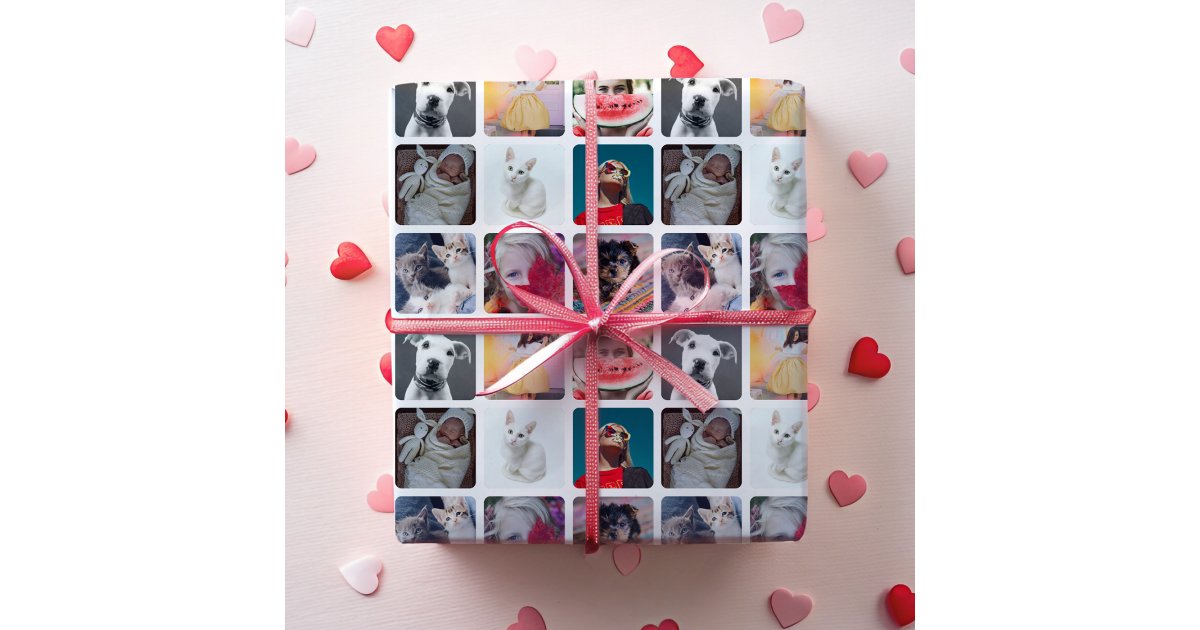 Multi Photo Square Instagram Pattern Wrapping Paper Sheets | Zazzle