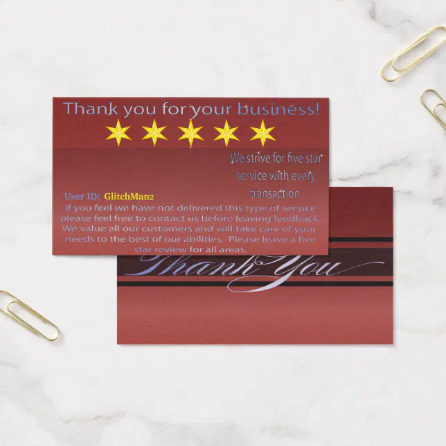 Multi Platform five star rating feedback card | Zazzle