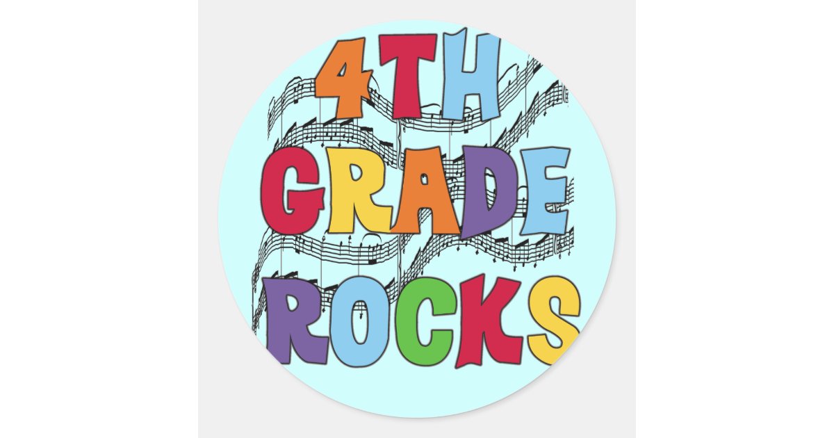 Multicolor 4th Grade Rocks Tshirts and Gifts Classic Round Sticker | Zazzle