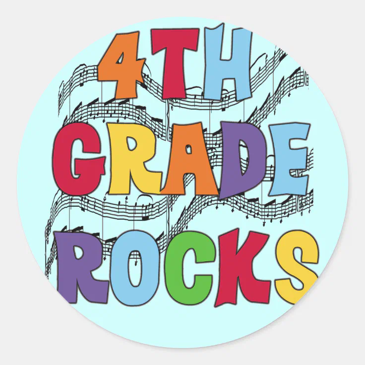 Multicolor 4th Grade Rocks Tshirts and Gifts Classic Round Sticker | Zazzle