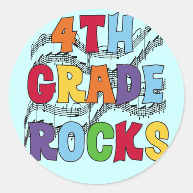 Multicolor 4th Grade Rocks Tshirts and Gifts Classic Round Sticker | Zazzle