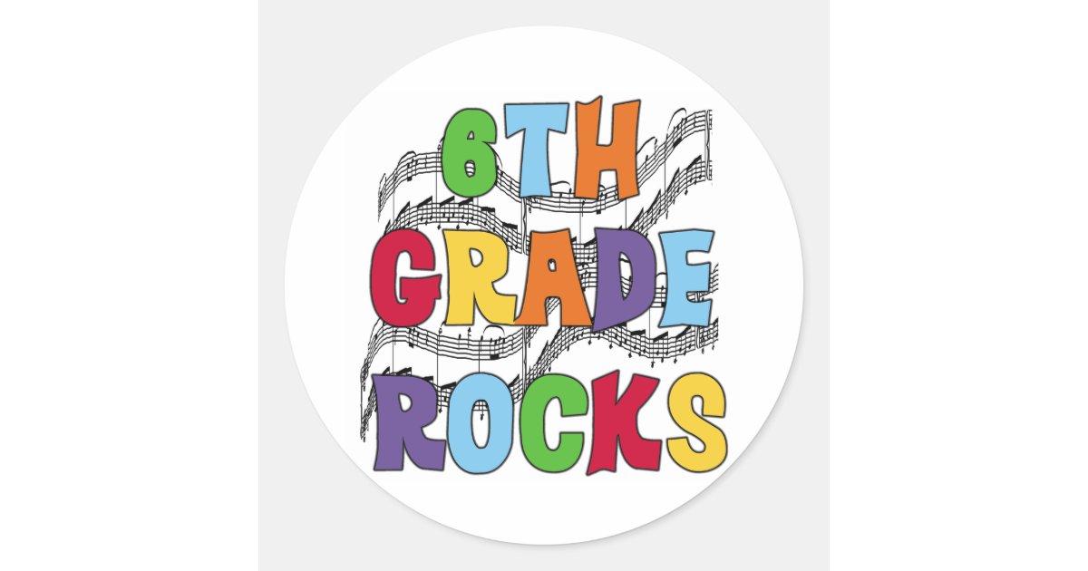 Multicolor 6th Grade Rocks Classic Round Sticker | Zazzle