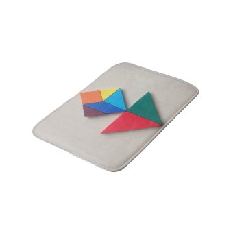 Multicolor flower Tangram Bathroom Mat | Zazzle
