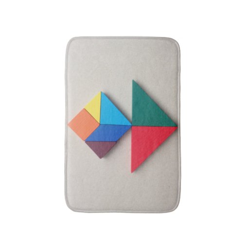 Multicolor flower Tangram Bathroom Mat | Zazzle