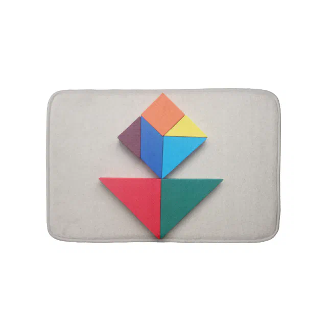 Multicolor flower Tangram Bathroom Mat | Zazzle