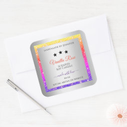 Multicolor Glitter Product Packaging Label Silver | Zazzle