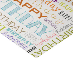 Multicolor Happy Birthday Typography Tissue Paper | Zazzle
