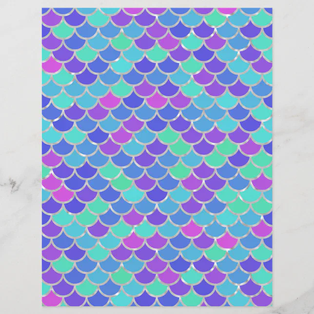 Multicolor Mermaid Scales Scrapbook Paper | Zazzle