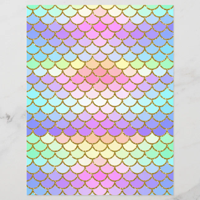 Multicolor Mermaid Scales Scrapbook Paper | Zazzle