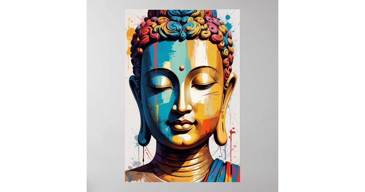 Multicolor Modern Art Buddha Poster | Zazzle
