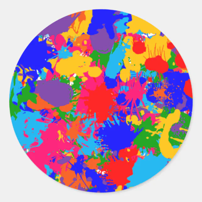 Multicolor Paint Splatter Sticker | Zazzle