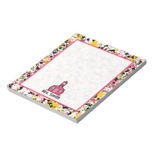 Multicolor Paint Splatter Teacher Notepad | Zazzle