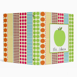 Multicolor Polka Dots Green Apple Teacher Binder | Zazzle