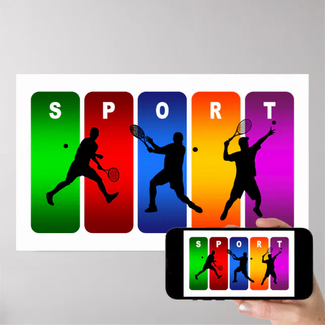 Multicolor Tennis Emblem (Male) Poster | Zazzle