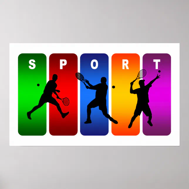 Multicolor Tennis Emblem (Male) Poster | Zazzle