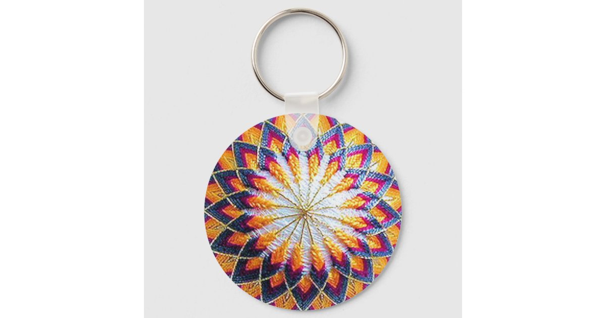 Multicolor Traditional Temari Kiku Keychain | Zazzle