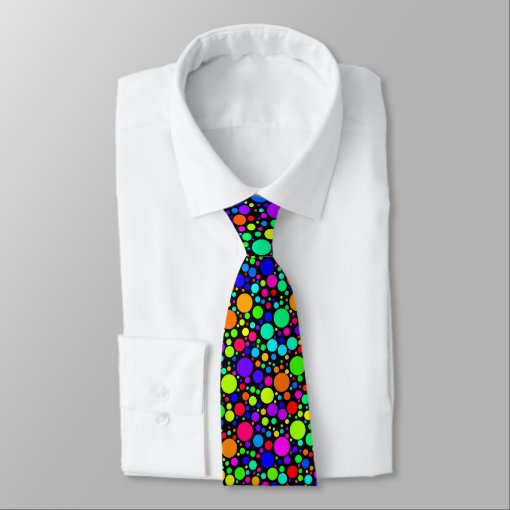 Multicolored Bubble Dots Tie (Black) | Zazzle