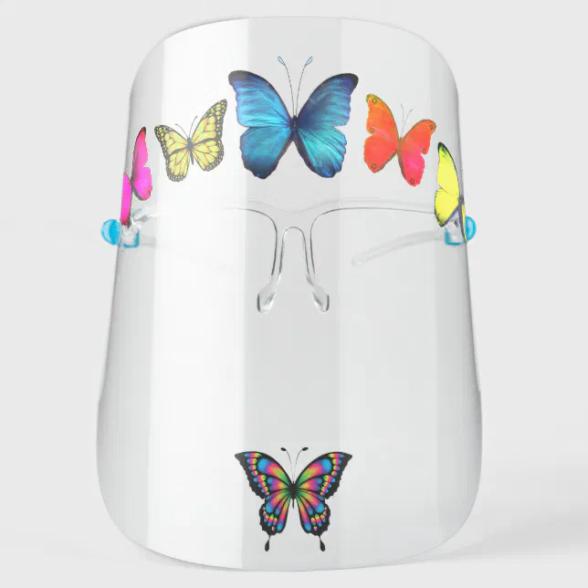 Multicolored butterflies face shield | Zazzle