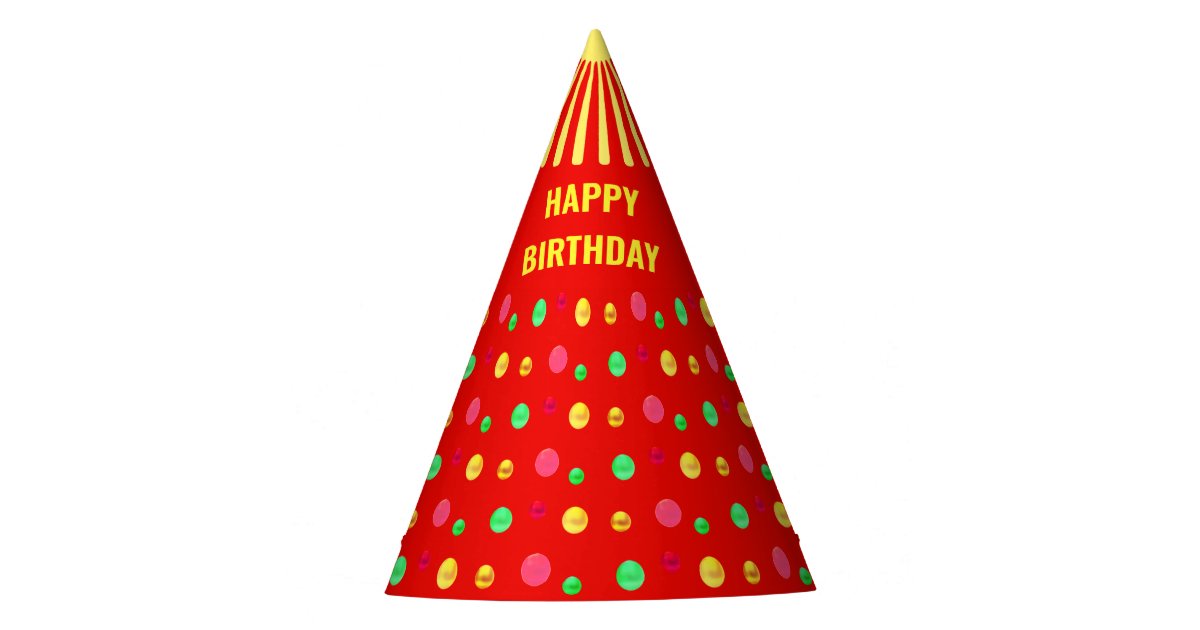 Multicolored Confetti on Red Party Hat | Zazzle