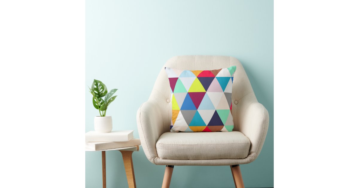Multicolored Geometric Pattern Throw Pillow | Zazzle
