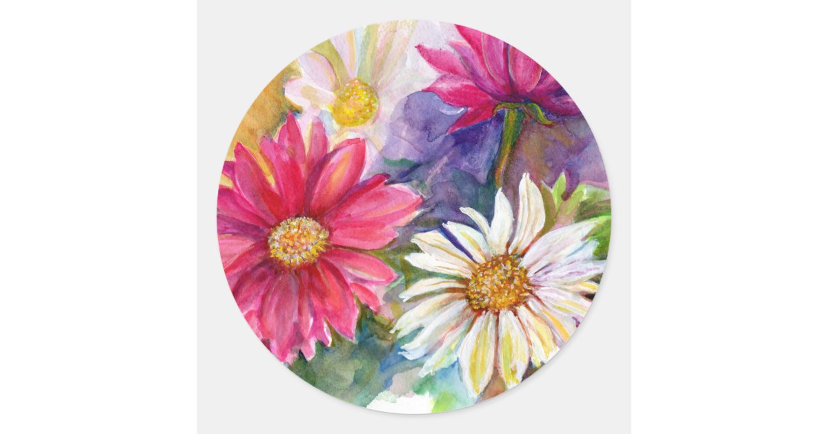 Multicolored Gerbera Daisies Classic Round Sticker | Zazzle