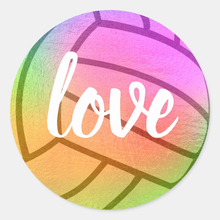 Multicolored Love Volleyball Classic Round Sticker | Zazzle