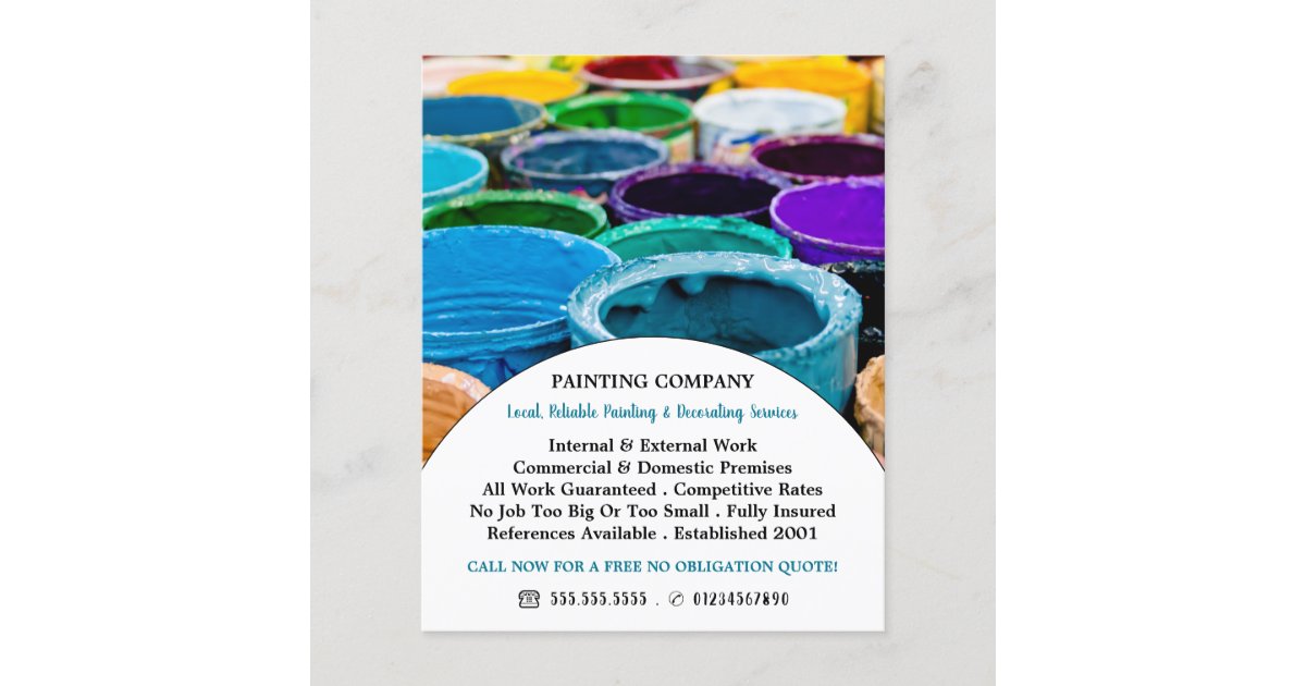 Multicolored Paint Buckets, Painter & Decorator Flyer | Zazzle