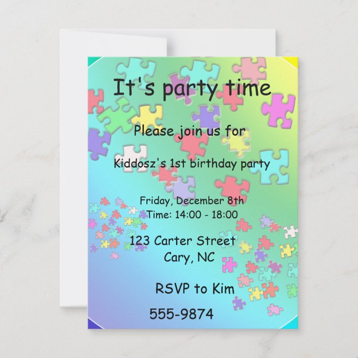 Multicolored puzzles pieces invitation | Zazzle
