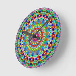 Multicolored Stained Glass Kaleidoscope Clock | Zazzle