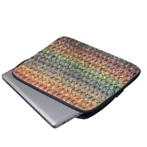 Multicolored striped knitted crochet laptop sleeve | Zazzle