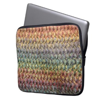 Multicolored striped knitted crochet laptop sleeve | Zazzle