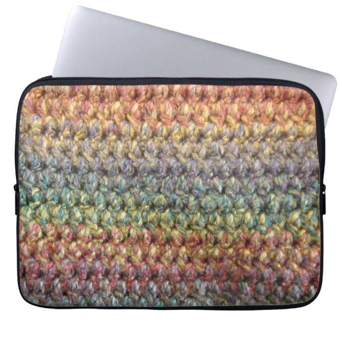 Multicolored striped knitted crochet laptop sleeve | Zazzle.com