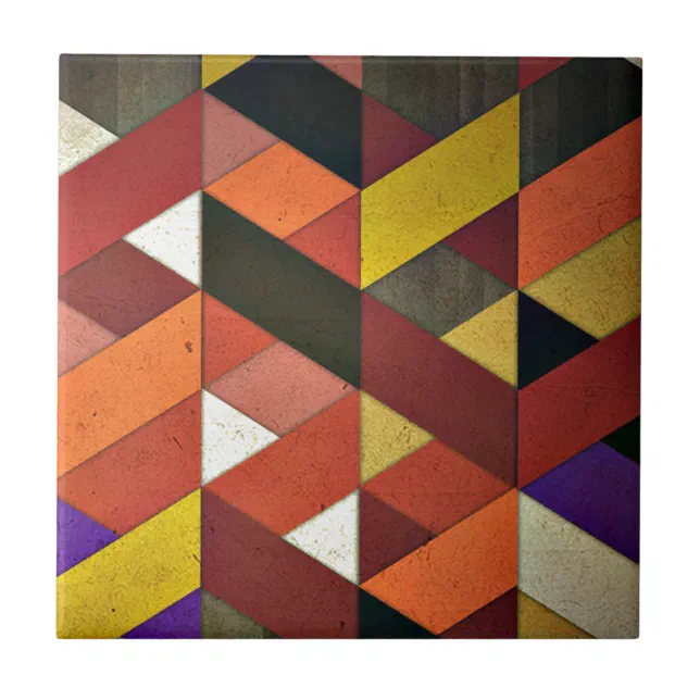 Multicolored Triangular Pattern Ceramic Tile | Zazzle