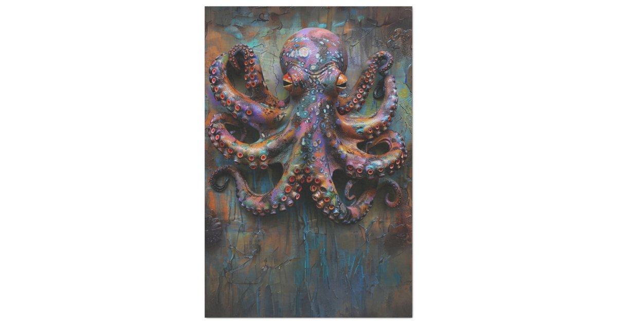 Multicolored Vibrant Octopus Decoupage Tissue Paper | Zazzle